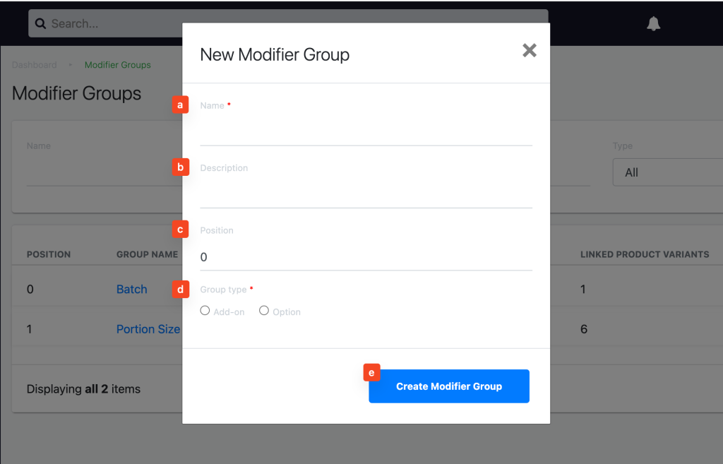 Modifiers | EPOS POS System