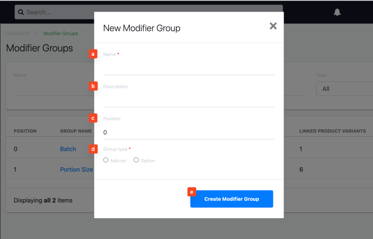 Modifiers | EPOS POS System