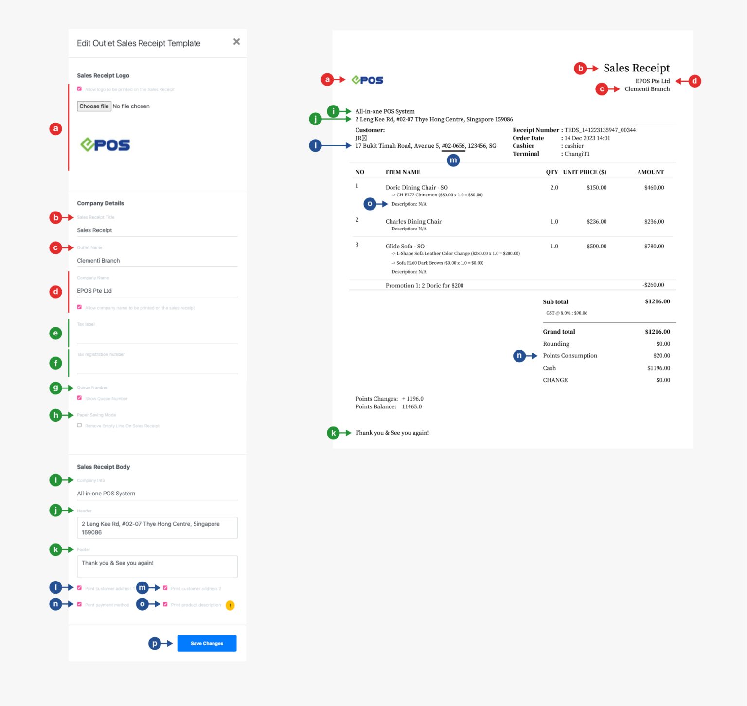 Edit Sales e-Receipt Template | EPOS POS System