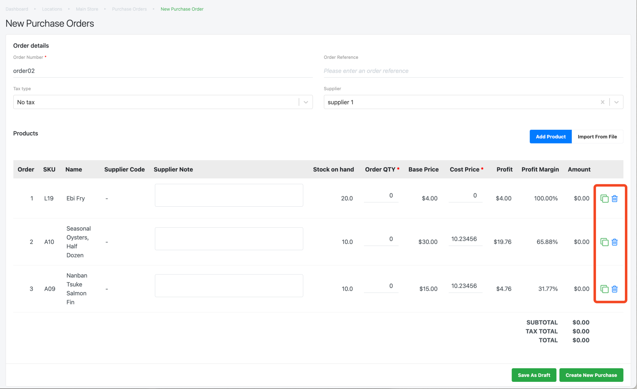 Creating PO | EPOS POS System