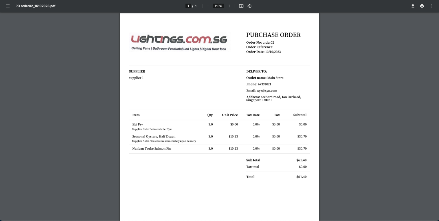Creating a new Purchase Order | EPOS POS System