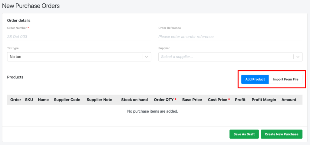 Creating PO | EPOS POS System