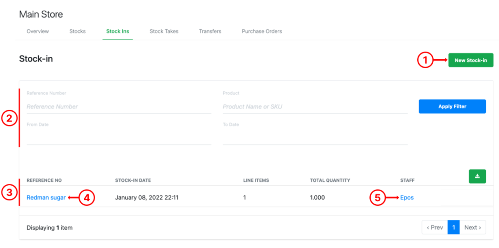 Stock Ins | EPOS POS System