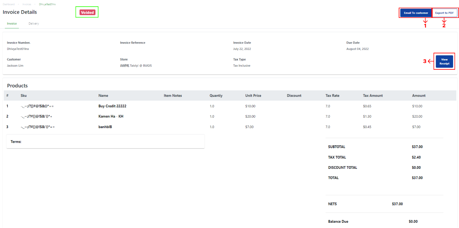 Invoice: Voided Status | EPOS POS System