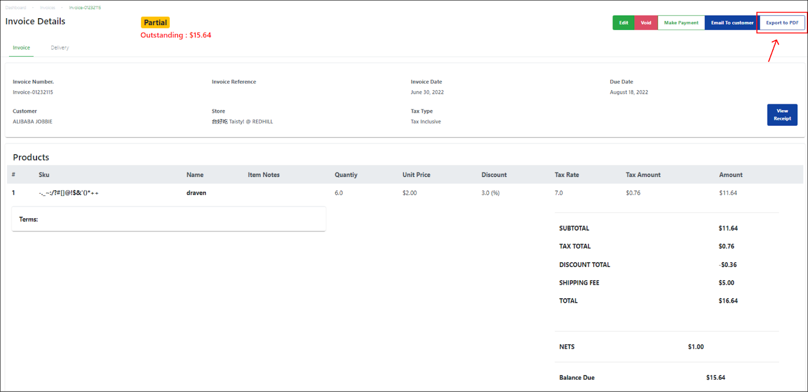 Exporting an Invoice to PDF | EPOS POS System