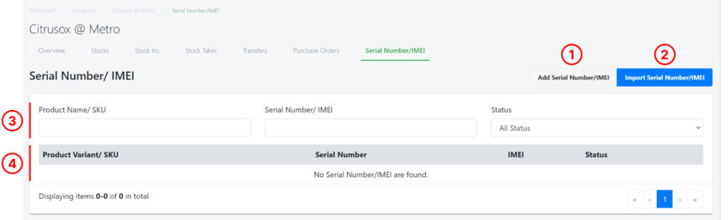 Serial Number / IMEI Overview | EPOS POS System