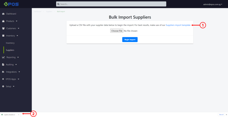 Importing List of Suppliers via Bulk Import | EPOS POS System