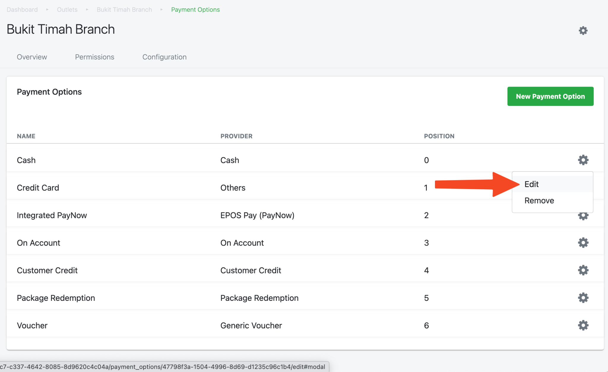 Edit Payment Method | EPOS POS System