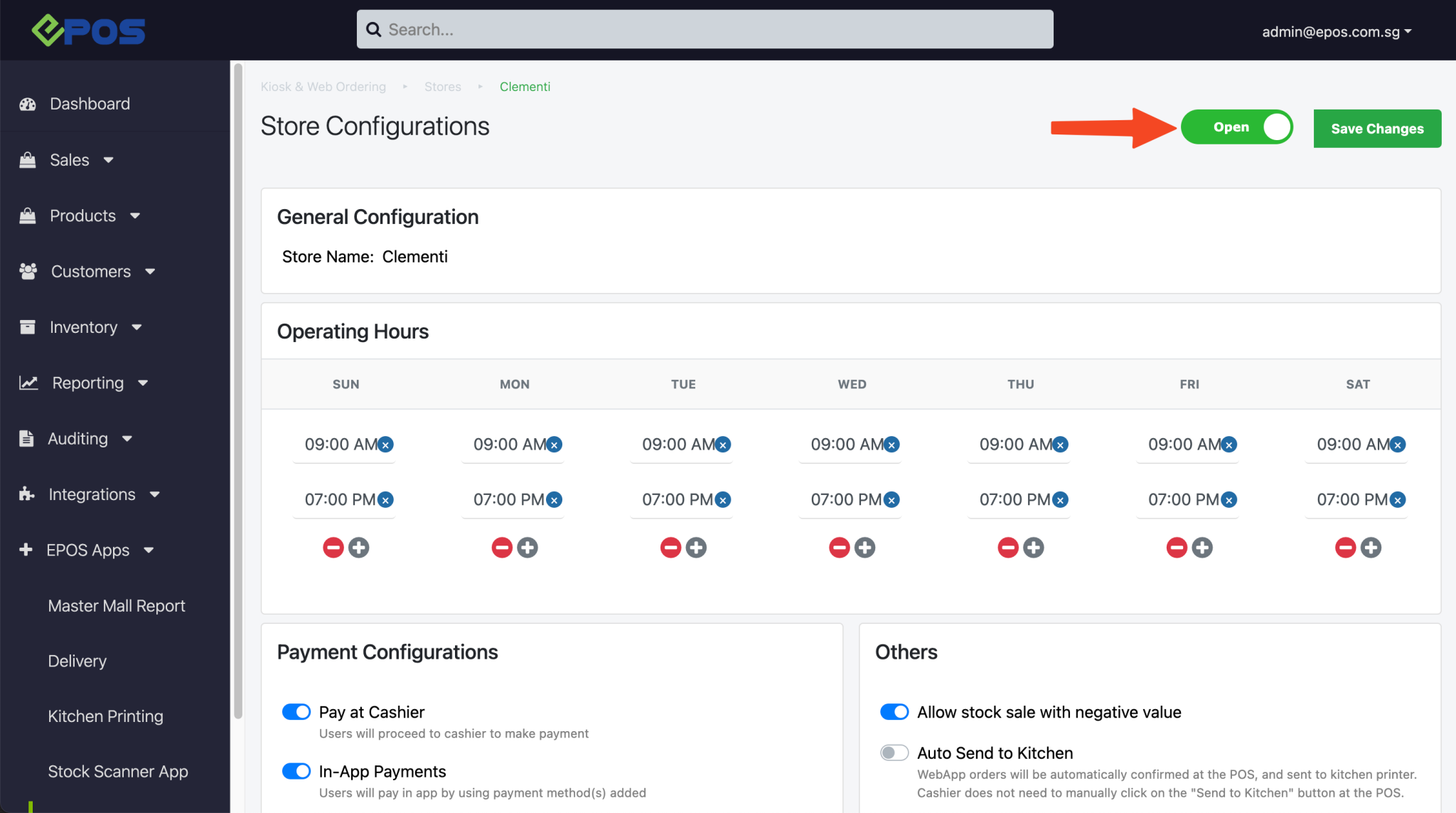 Web App Store Configurations | EPOS POS System