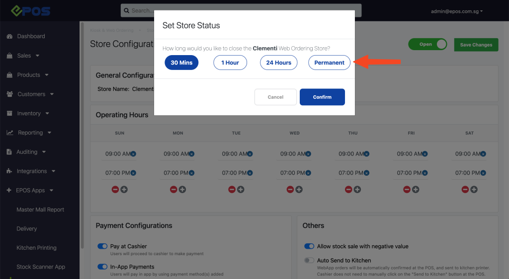 Web App Store Configurations | EPOS POS System