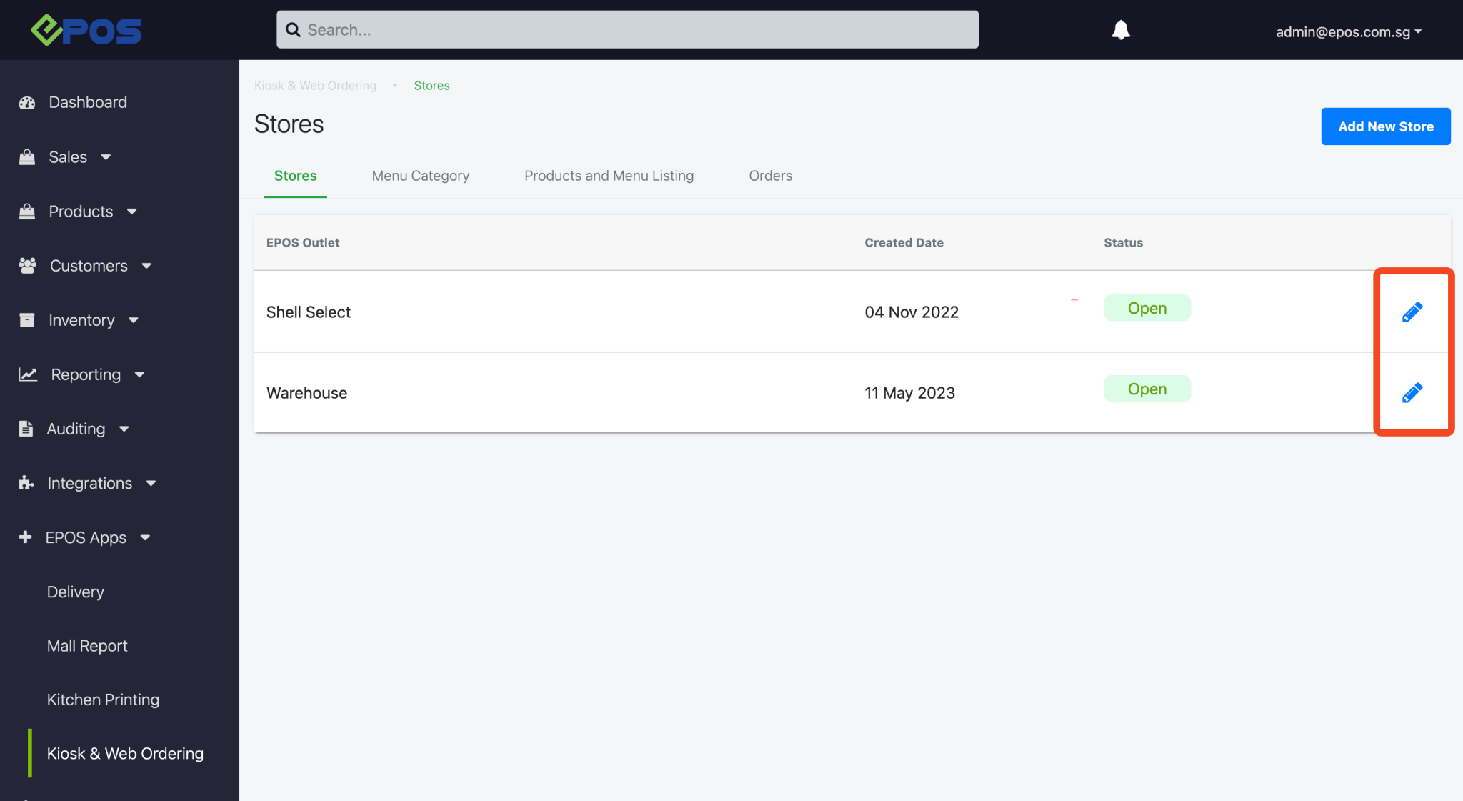 Web App Store Configurations | EPOS POS System