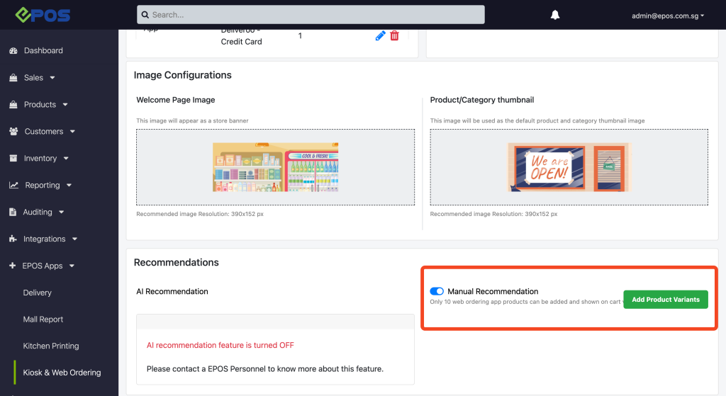 Web App Store Configurations | EPOS POS System