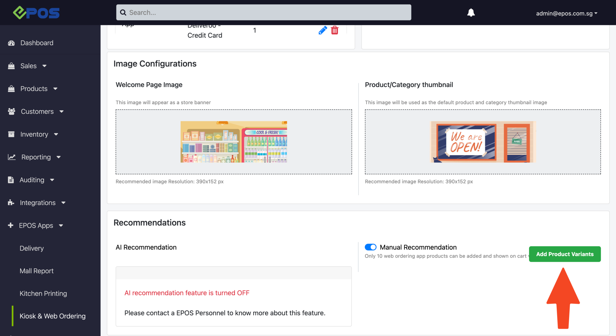 Web App Store Configurations | EPOS POS System