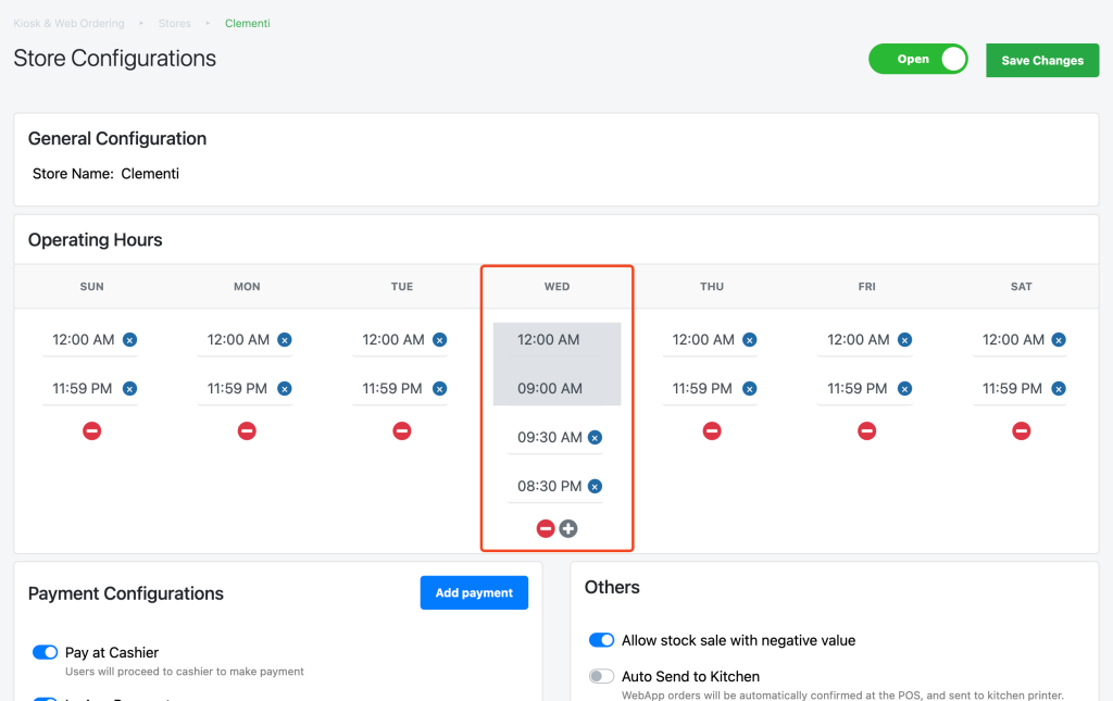 Web App Store Configurations | EPOS POS System