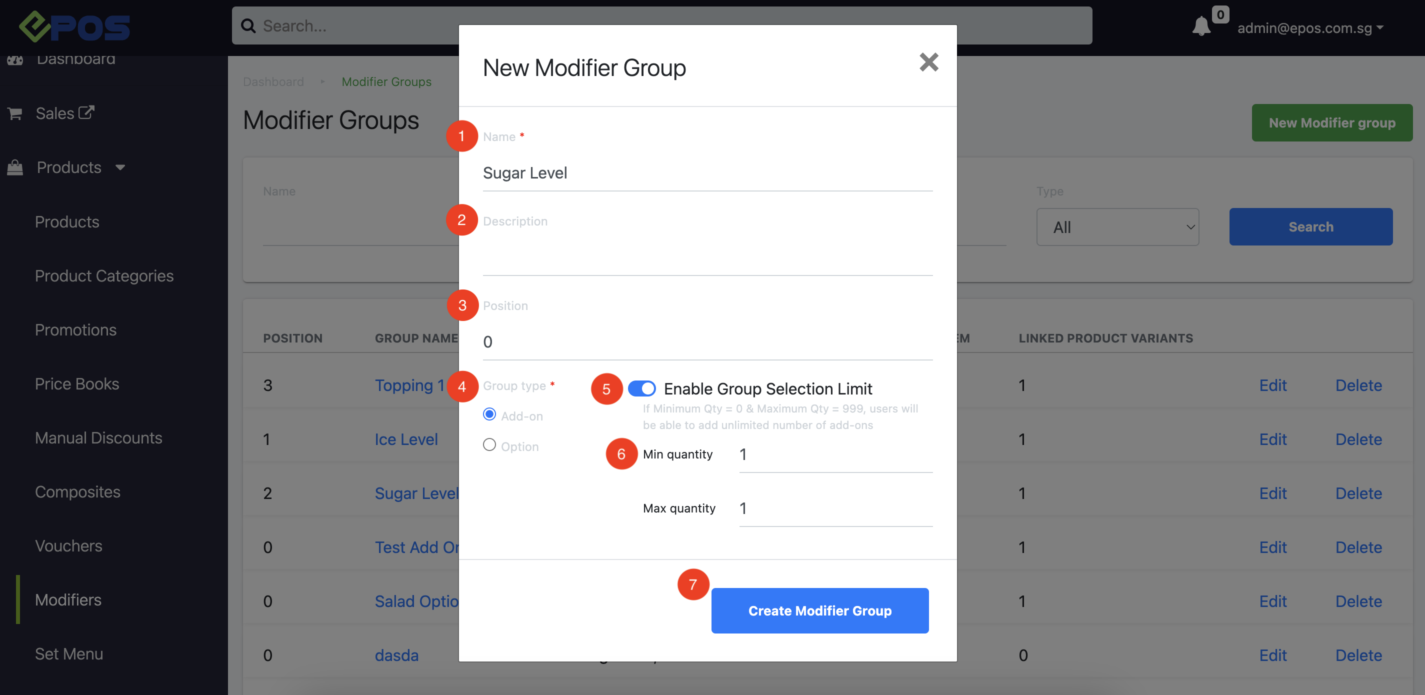 Modifier Configurations | EPOS POS System