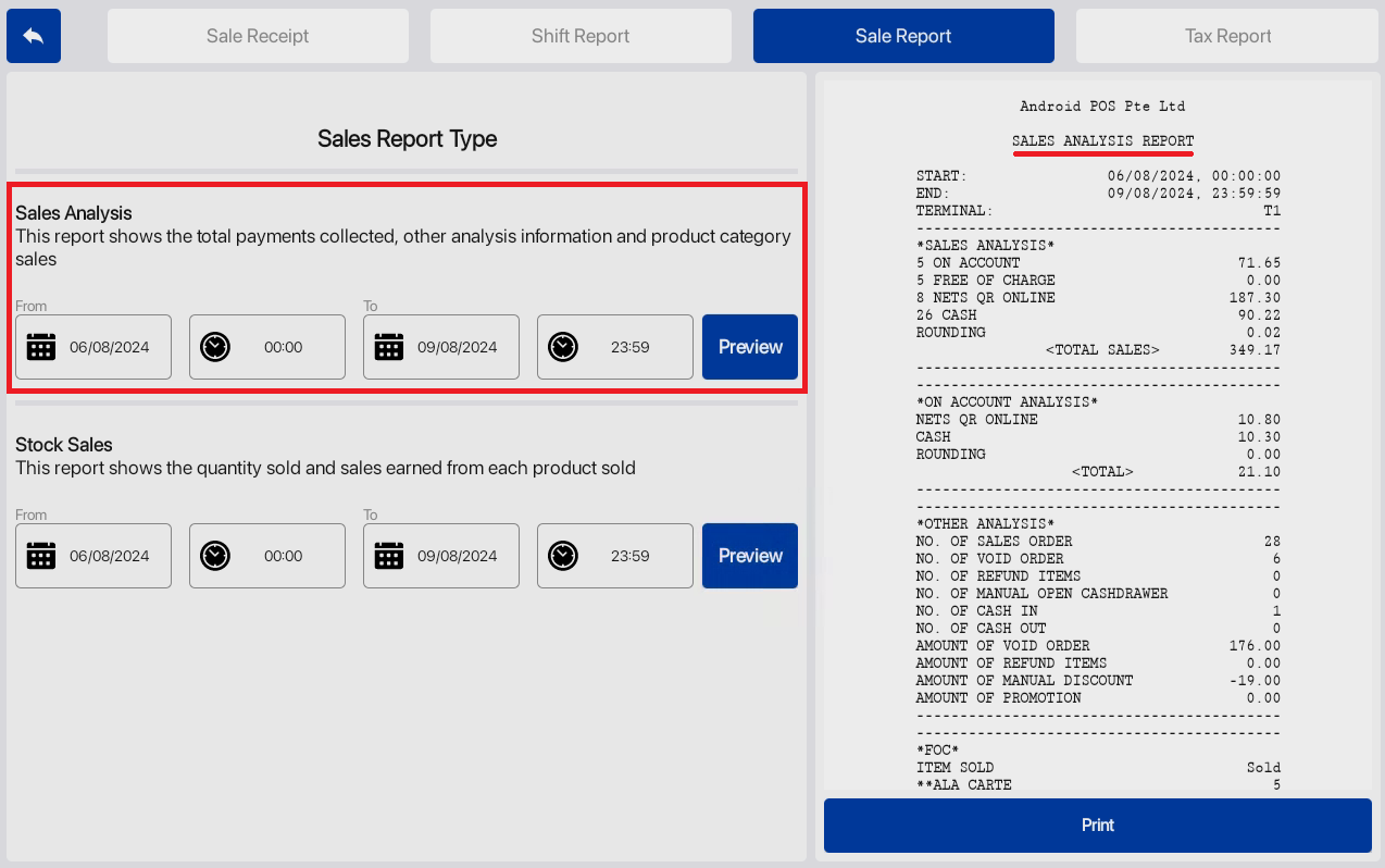 Sales Report Epos Pos System