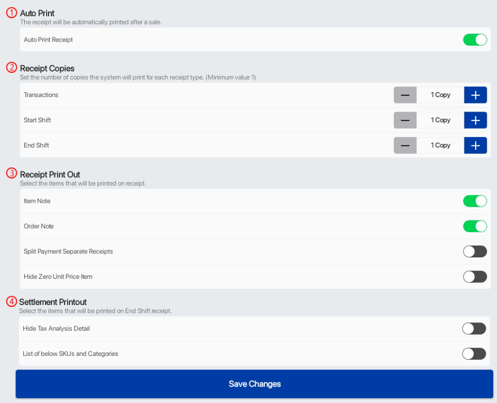 Receipt Settings | EPOS POS System