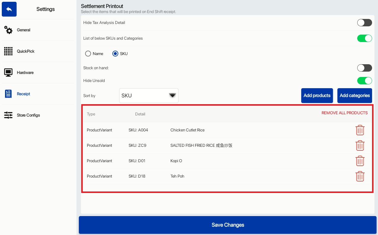 Receipt Settings | EPOS POS System