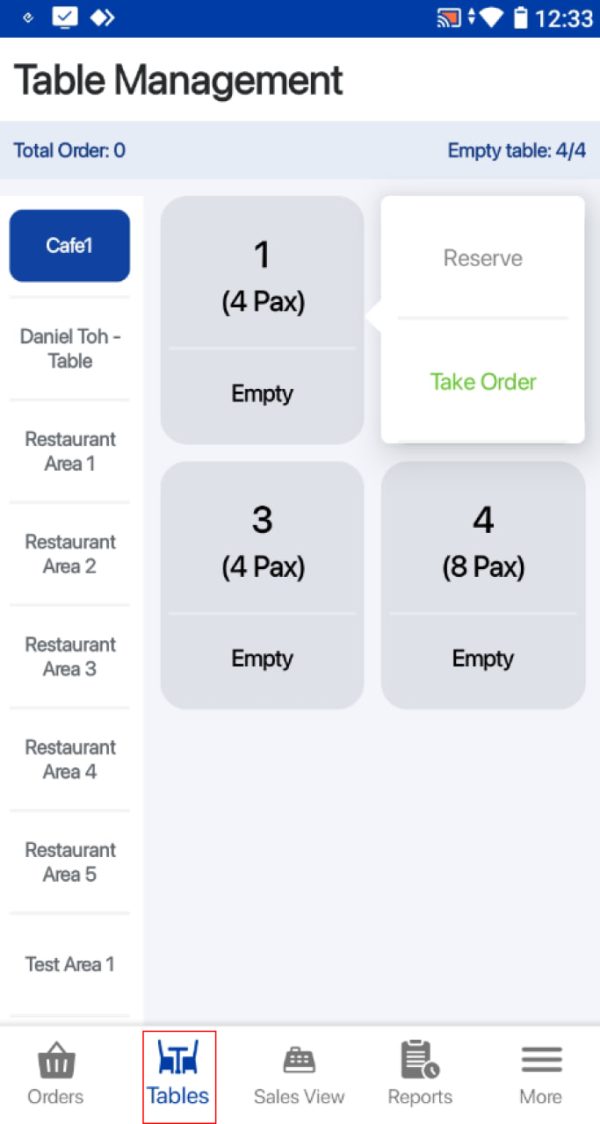 Portrait POS - Table Management | EPOS POS System