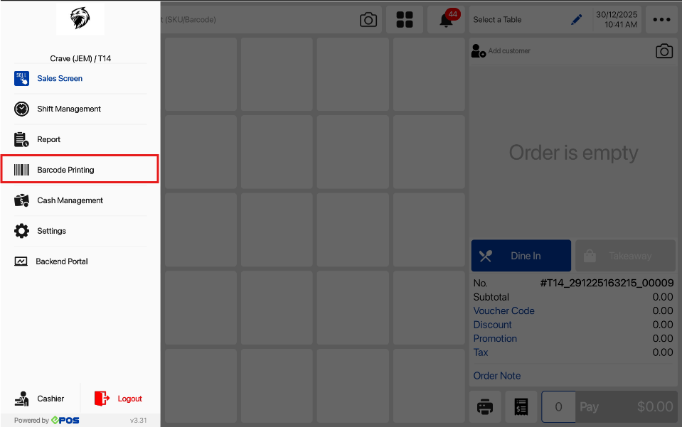 Barcode Printing | EPOS POS System